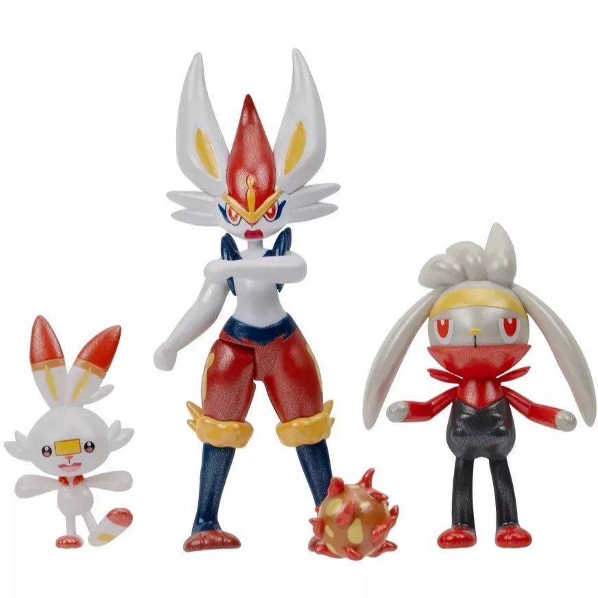 Pokémon Select Evolution 3 Pack - Cinderace, Raboot Scorbunny Figure ...