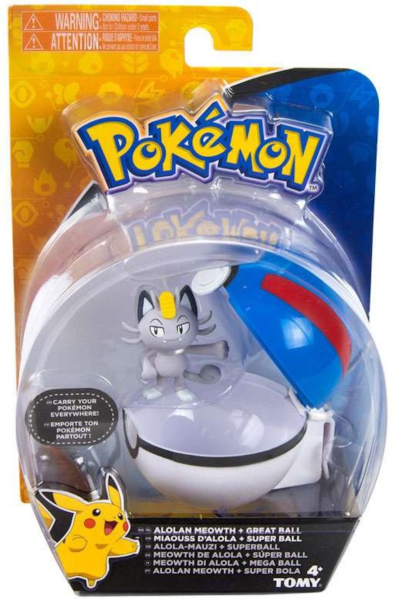 Tomy Pokemon Clip n Carry Pokeball Alolan Meowth & Great Ball Figure ...