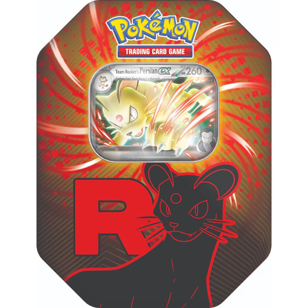 Pokémon Destined Rivals Team Rocket Tin Persian ex Lata cartas español ...